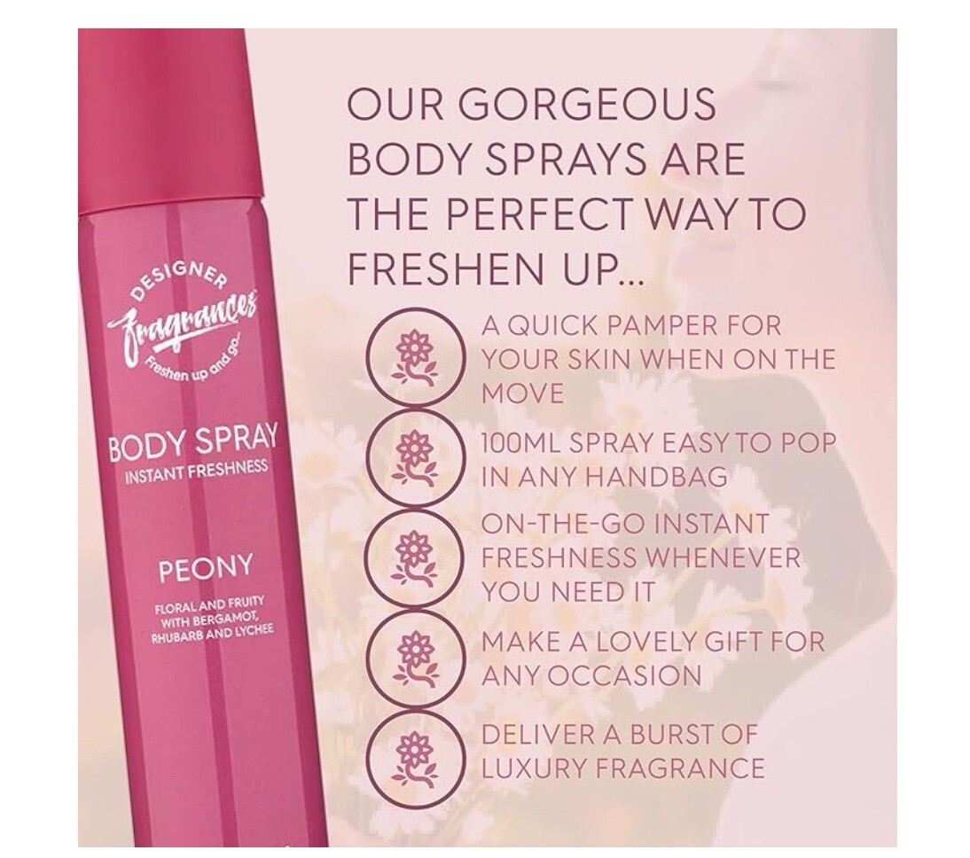 Designer Fragrances 6 Pack Body Spray 100ml Rouge,Only One & Peony ...