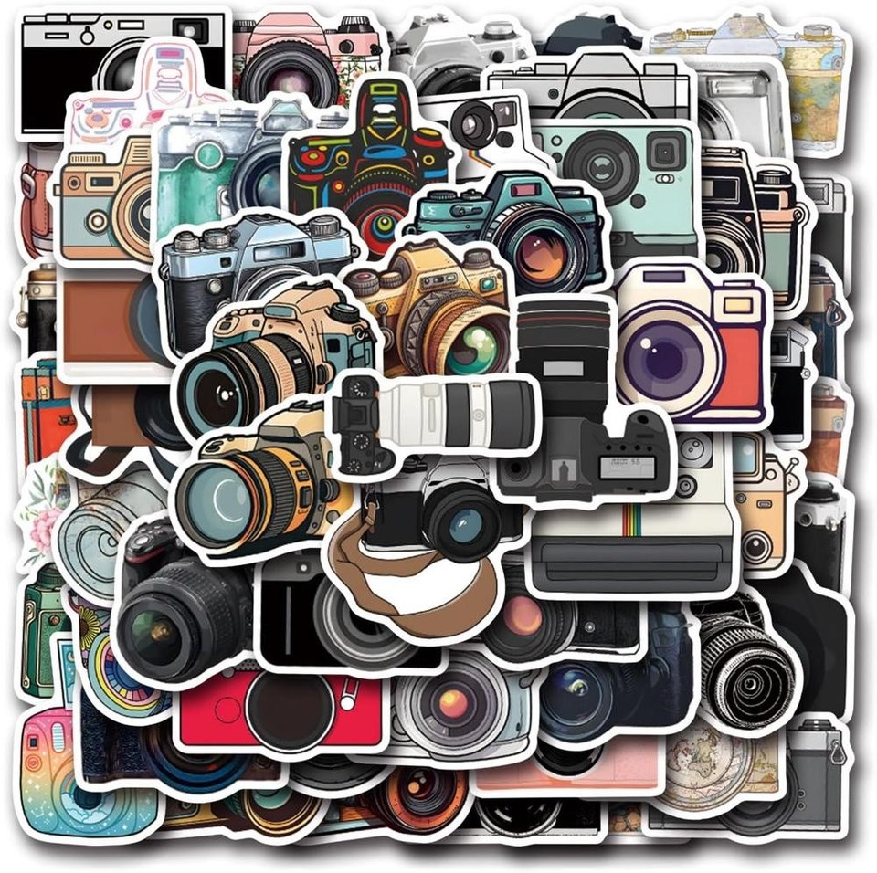 55 Pcs Vintage Camera Stickers Pack, Camera Aesthetic Waterproof Vinyl ...