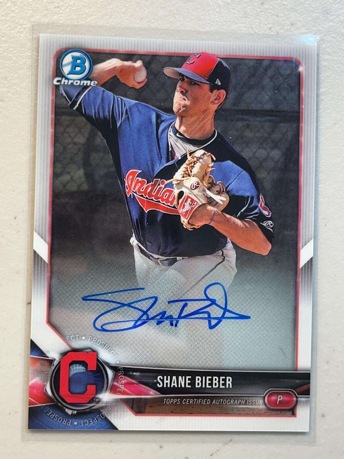 Shane Bieber 2018 Bowman Chrome Base Auto Autograph Prospect BCPA-SB ...