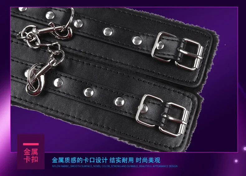 Furry Fuzzy PU Leather Wrist Handcuffs Adjustable Restraint Sex Cuff ...
