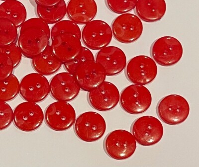 10 Bright Red Buttons 15mm Round Acrylic Saucer 2 Hole A24-14 Aussie ...