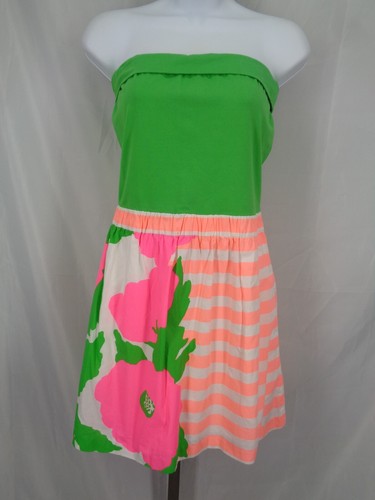 Lilly Pulitzer Strapless Mini Dress Size Small Floral Stripe Fleur ...