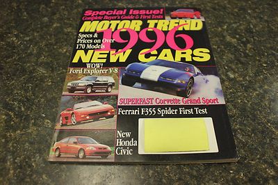 MOTOR TREND 1996 NEW CARS OCTOBER 1995 VOL.47 #10 9677-1 [BOX K] DDD ...