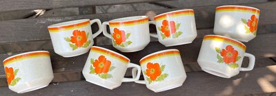 Temperware by Lenox Fire Flower Coffee Mug Tea Cups Vintage 70s Orange ...