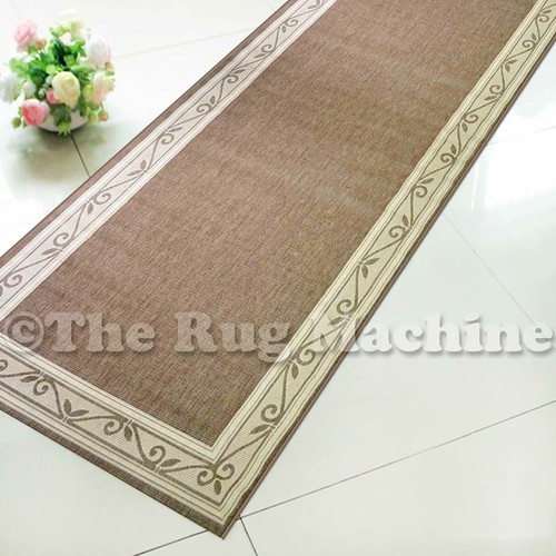 SUMMER INDOOR/OUTDOOR SCROLL BEIGE MODERN RUG RUNNER 67cm WIDE **ANY ...