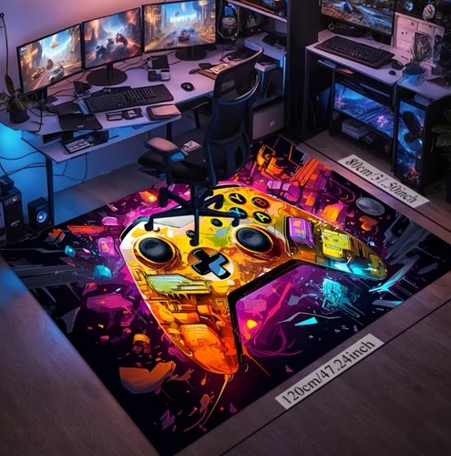 XBOX Gamer Gaming Controller Rug Mat 120cm X 80cm Orange Console ...