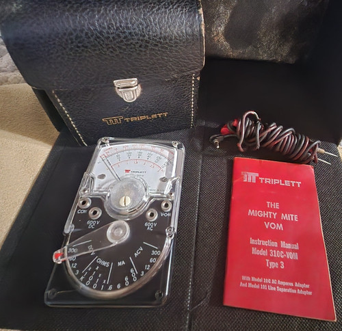 Triplett Mighty Mite Vom 310C-VOM Multimeter Analog Vintage w/Case ...