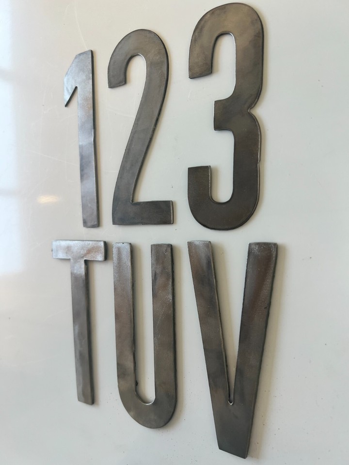 12 Inch MEtal Letters & Numbers Rusty or Natural Finish Mounting Holes ...