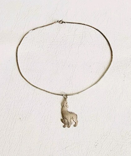 Vintage Sterling Silver Native American Wolf Pendant L Perry Navajo 1. ...