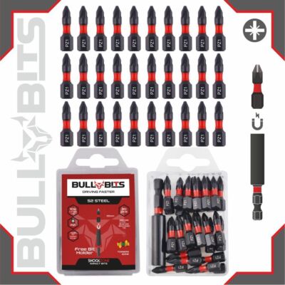 PZ1 Impact Screwdriver Driver Bits Set PoziDriv POZI No.1 Heavy Duty ...
