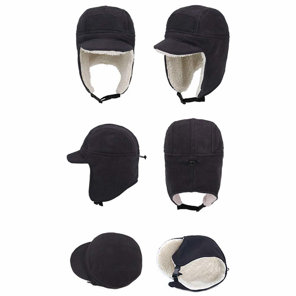 Windproof Ear Flaps Hat Winter Windproof Soft Warm Polar Fleece Beanie ...