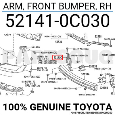521410C030 Genuine Toyota ARM, FR BUMPER, RH 52141-0C030 | eBay