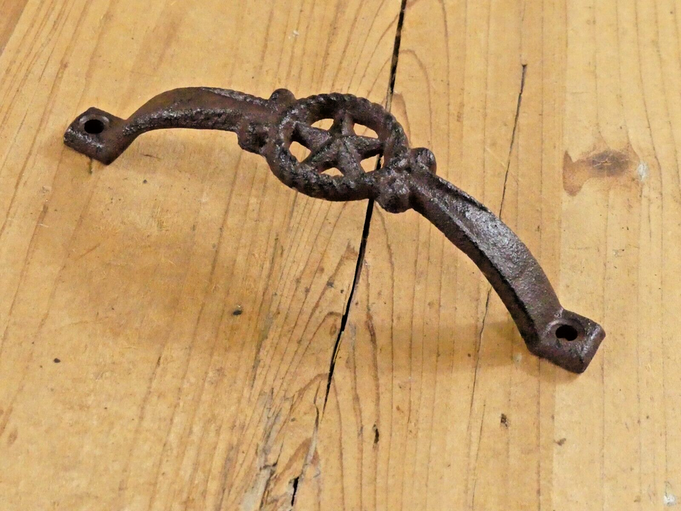 20 Cast Iron RUSTIC Drawer Pulls Handle Texas Star Fancy Western Cowboy ...