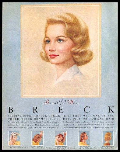 1962 Breck Creme Rinse Vintage PRINT AD Beautiful Hair Art Portrait ...