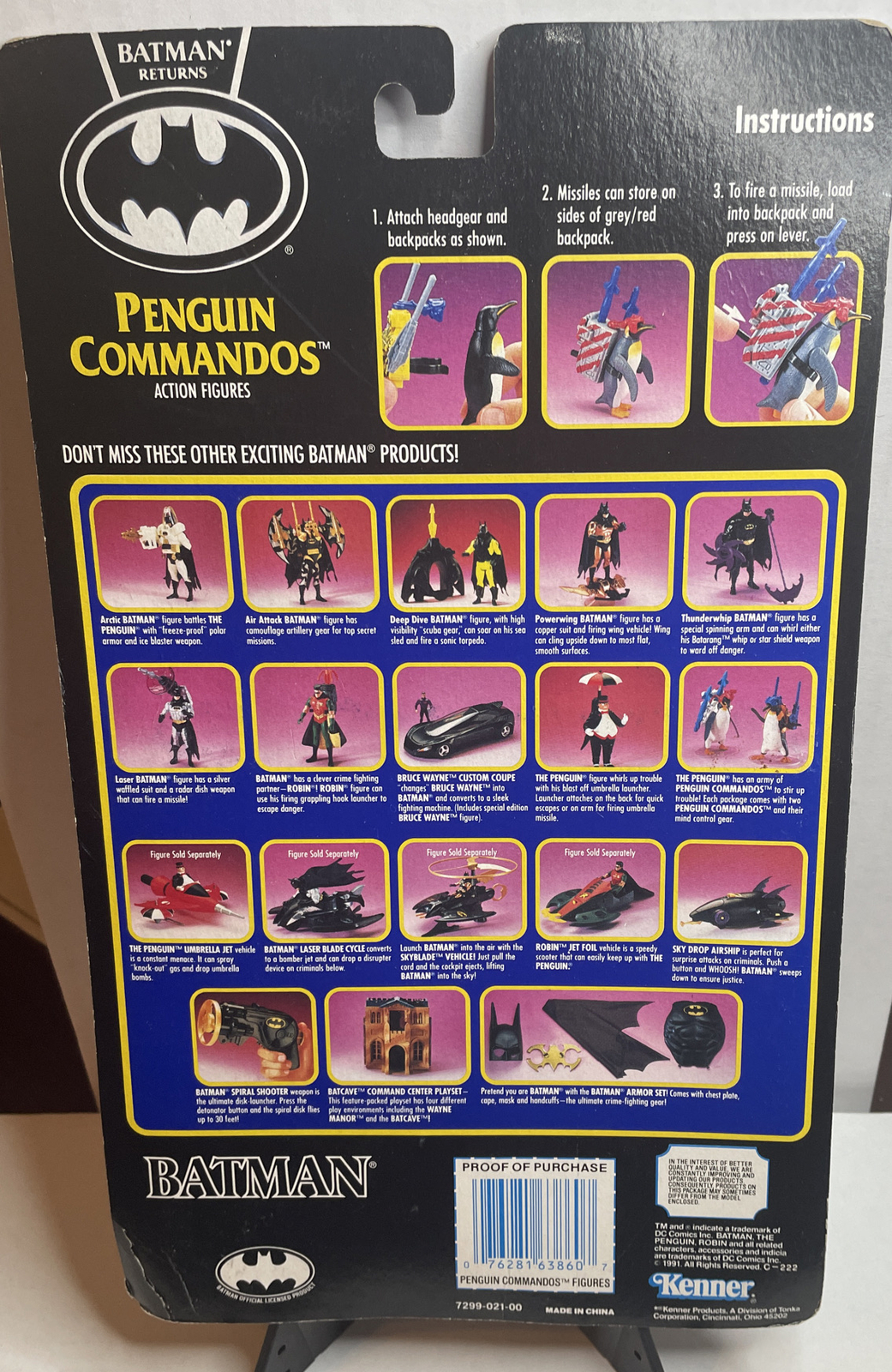 Batman Returns Penguin With Mind Control Gear & Firing Missiles Kenner ...