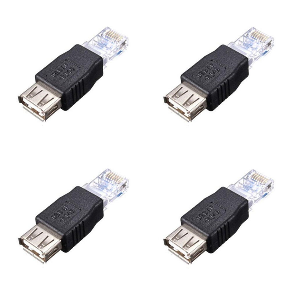 4Pcs RJ45 Male to USB Female Adapter Socket LAN Network Ethernet Router ...