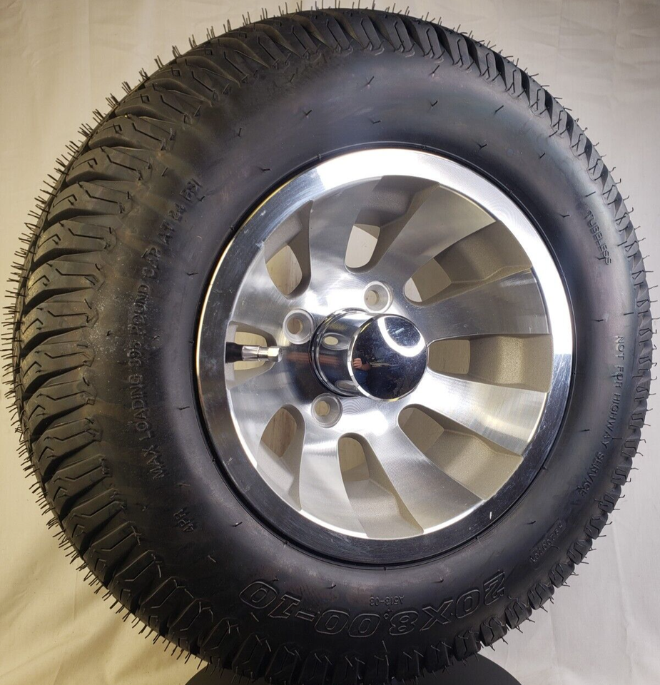 20x8-10 GOLF CART TIRES Aluminum WHEELS RIMS STREET TURF 20/8-10 20/8 ...