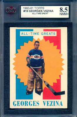 1960 TOPPS Hockey #19 ALL-TIME GREATS GEORGE VEZINA Graded KSA 8.5 NM ...