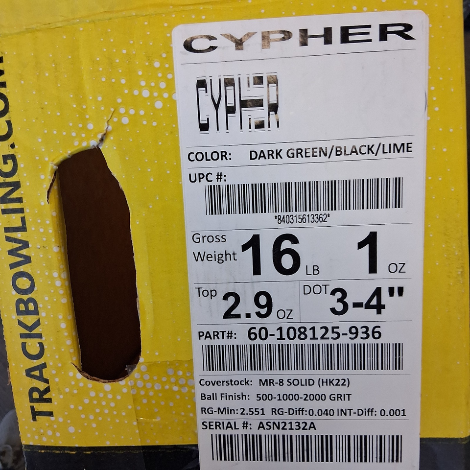 Track Cypher Solid Bowling Ball 16 lb NEW IN BOX! #132 | eBay