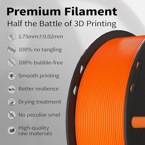 1kg Orange PLA 3D Printer Filament Spool for Easy, Tangle-Free Printing ...
