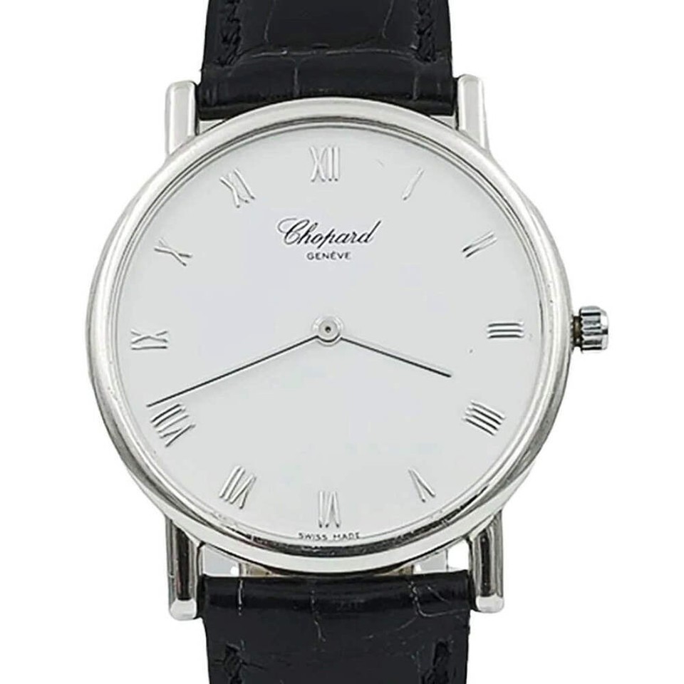 Men's Chopard 32mm Classique Homme 18K White Gold Watch w/Black Leather ...