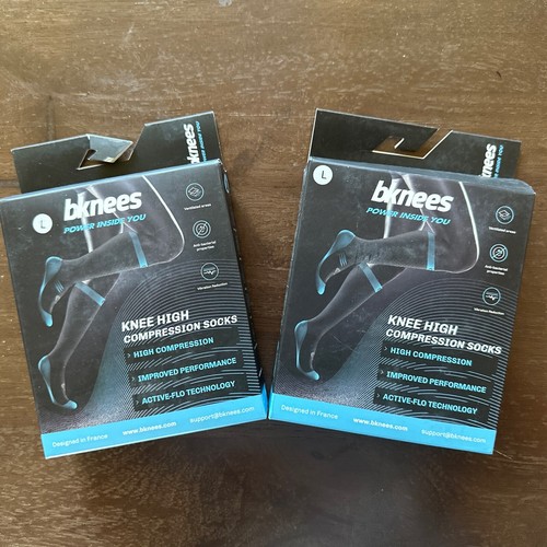 NIP 2 Pairs BKNEES Knee High Compression Socks - Size L Men 9.5-12.5 ...