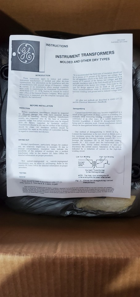 OEM GE ITI 780I-101-5 Current Transformer CT, Indoor, Single Phase, 10 ...