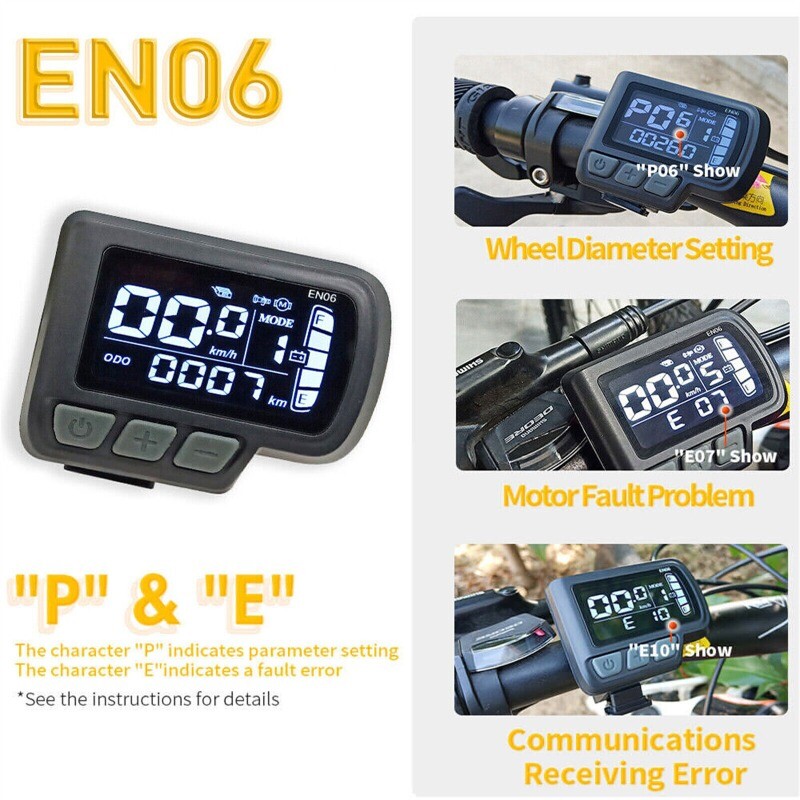 E-Bike EN06 LCD Display Control Panel 24-48V 6 Pin For Electric Bicycle ...