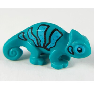 Lego Dark Turquoise Chameleon w/ Black & Bright Light Blue Stripes Land ...