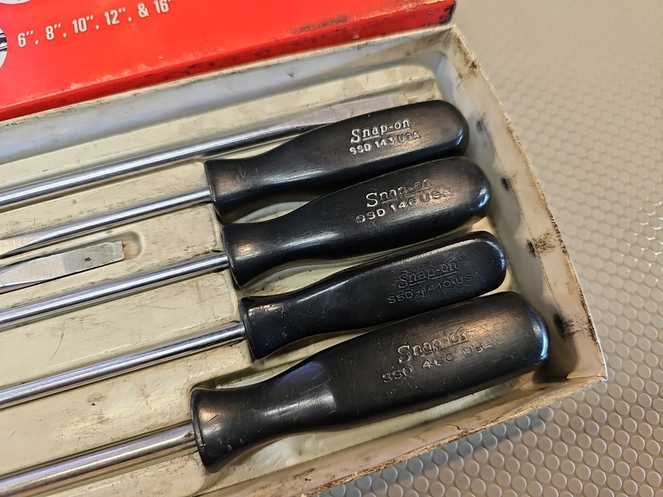 Snap-on Tools SCD80 8pc Long Cabinet Screwdriver Set + Box | Vintage ...