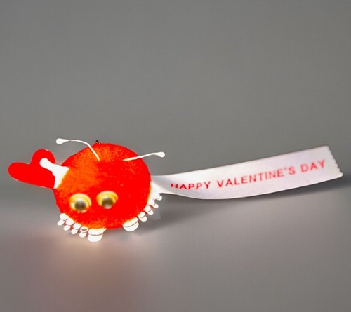 VTG 70-80s Valentine Day Wuppet Weepul Red Googly Eye Fuzzy PomPom ...