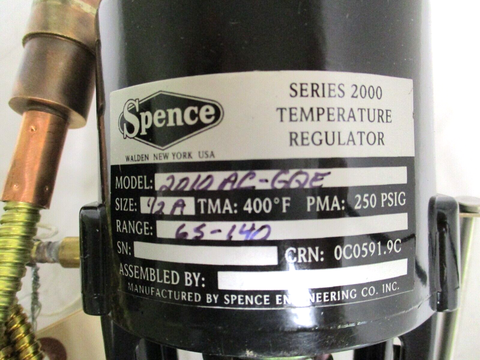SPENCE , 2010AC-GQE , DIRECT ACTING TEMPERATURE REGULATOR , 1/2" FNPT ...