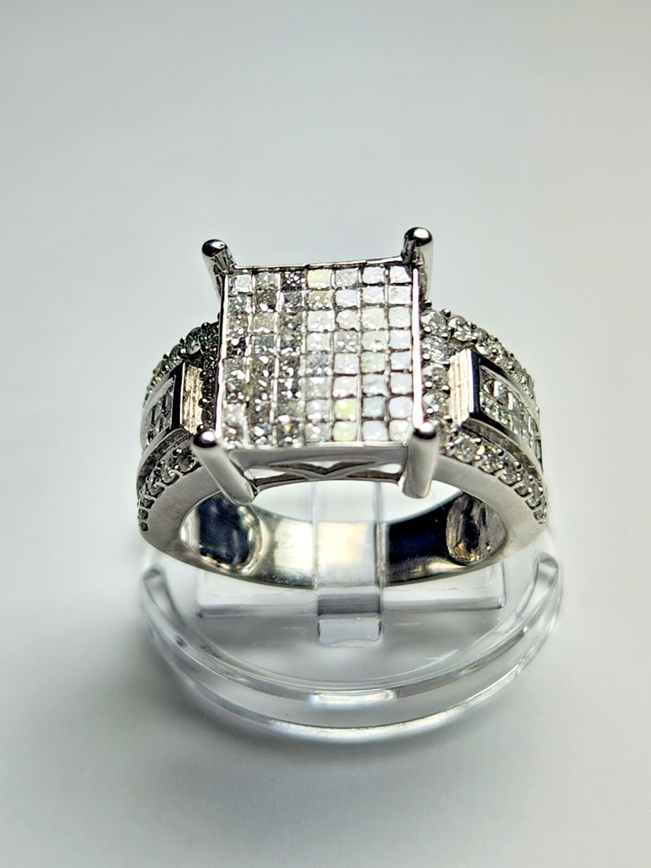 Estate 14K White Gold 2.40ct Diamond Ring Princess Cut Invisible Set ...