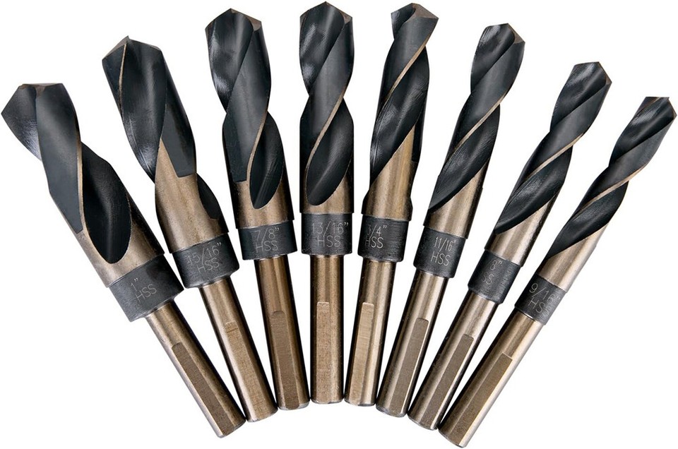 8 PCS HSS Cobalt Silver and Deming Drill Bits Set Large Size 9/16 inch ...