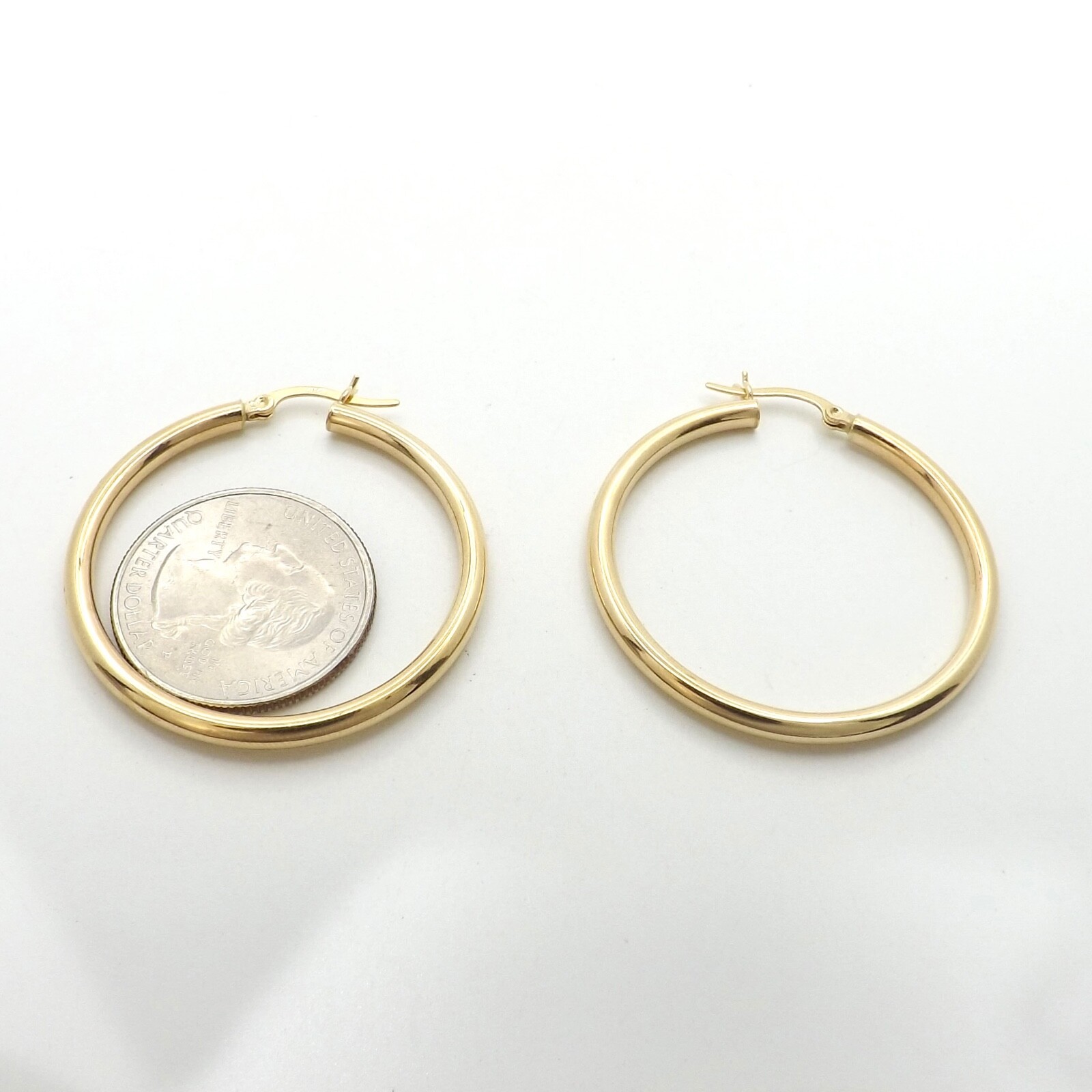 Solid 14k Yellow Gold Tubular Round Gypsy Hoop Earrings Setting 3mm ...