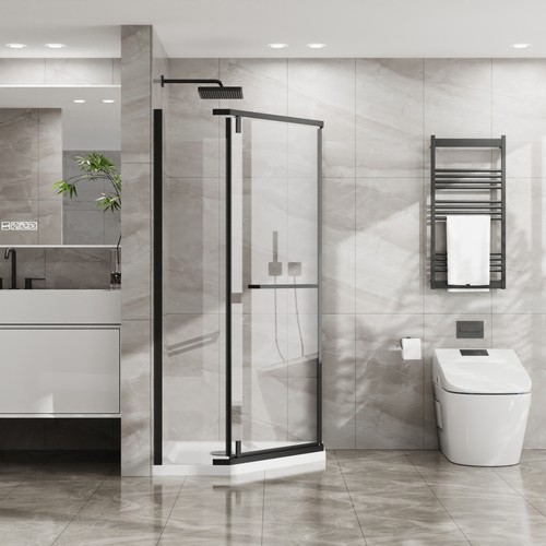 Frameless Neo-Angle Shower Door 36x36x72 w/Tempered Glass Black | eBay