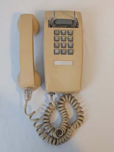 Vintage ITT Wall Mount Phone Push Button Telephone Beige Tan Made in ...