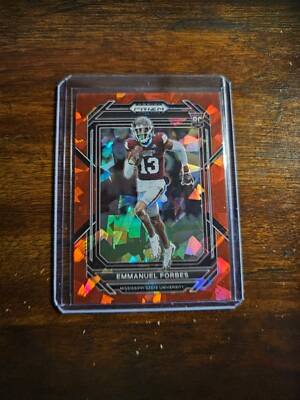 2023 Panini Prizm Draft Picks Red Cracked Ice #180 Emmanuel Forbes ...
