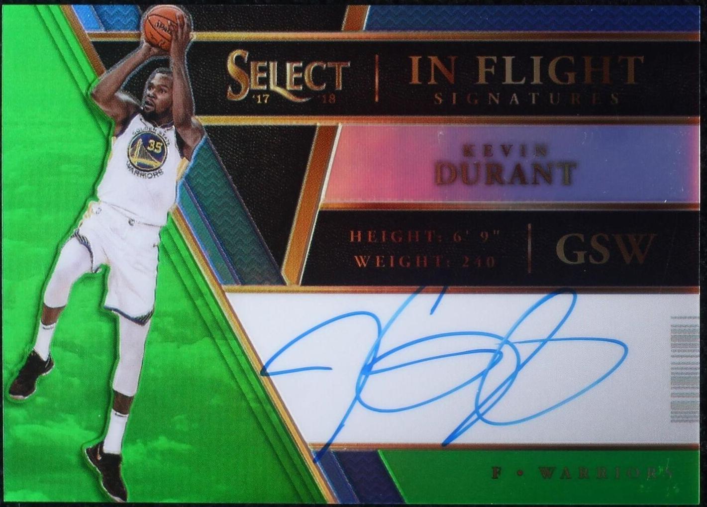 2017-18 Panini Select - In Flight Signatures Kevin Durant #IF-KD Neon ...
