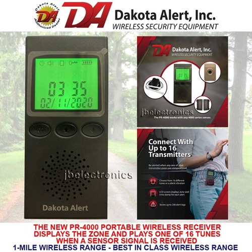 DAKOTA ALERT PR-4000 WIRELESS PORTABLE ALARM RECEIVER FOR ALL 4000 ...