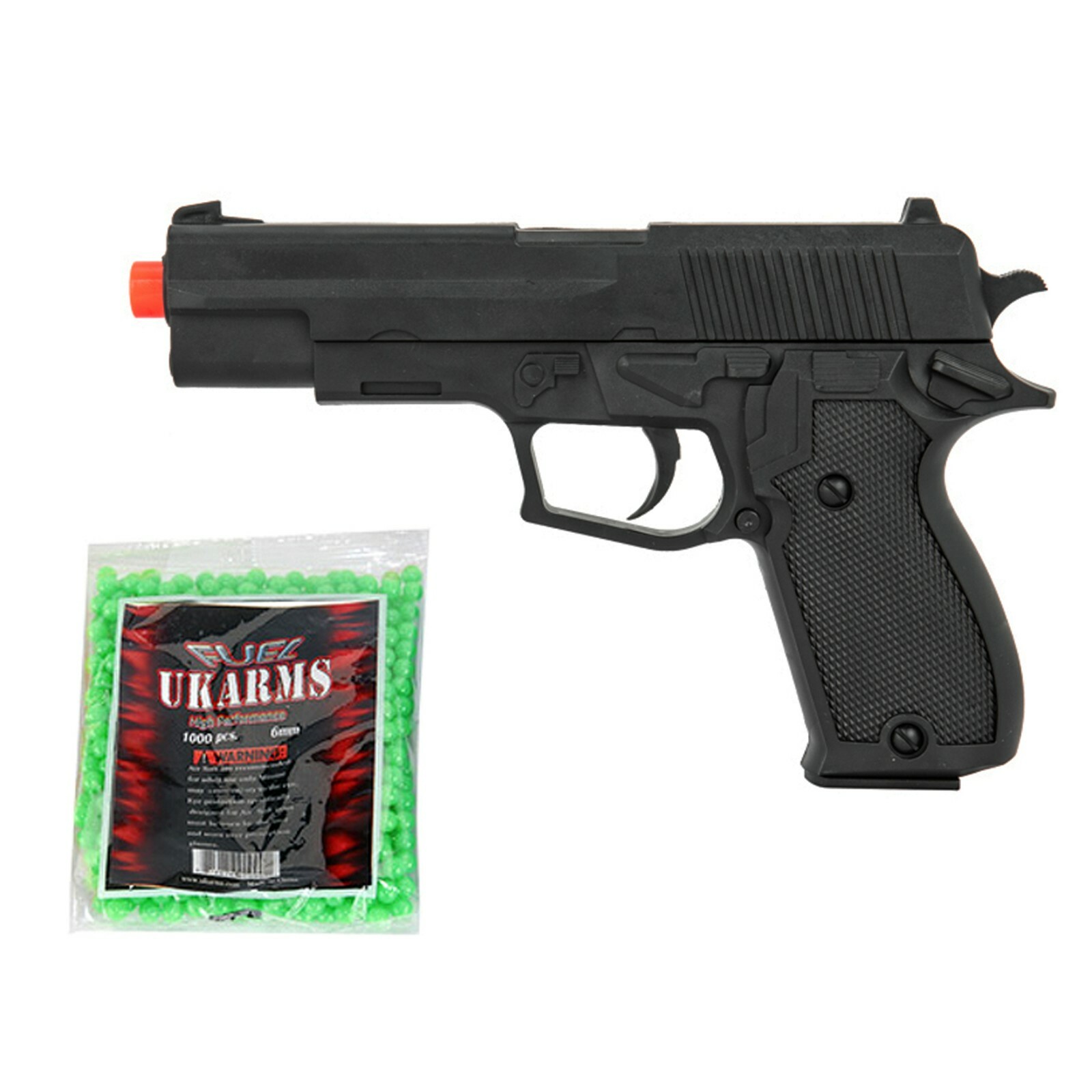 UK Arms Sig Sauer P220 Airsoft Pistol Black Spring Gun + 1000 BBs ...
