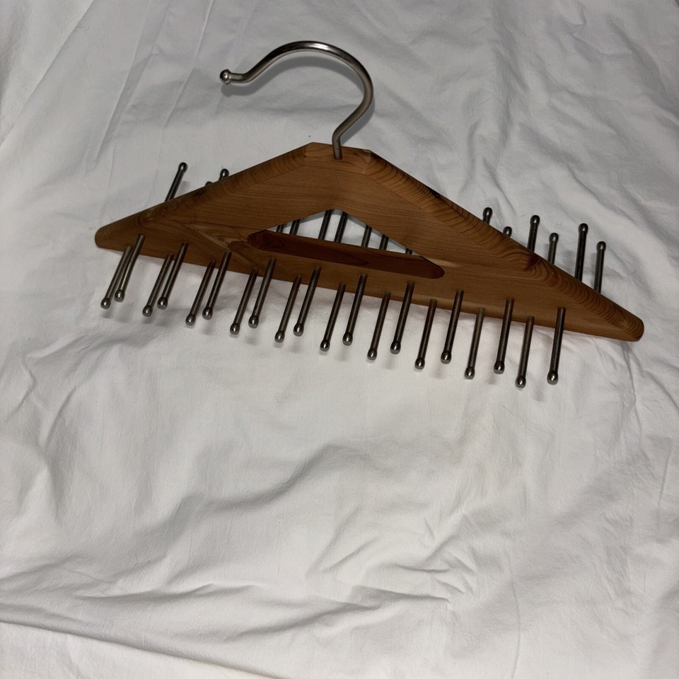 Land's End Tie Belt Rack 40 Metal Peg Hanger Wooden Cedar Hanger | eBay