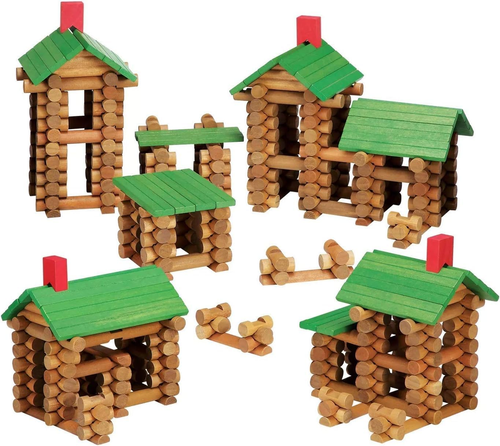450 PCS Wooden Log Cabin Set Building House Toy for Toddlers, Classic ...