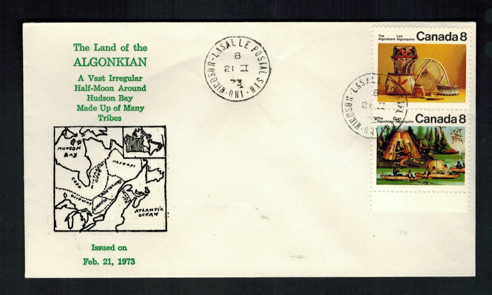 Canada #566-567, 1972 8¢ Algonkians se-tenant pair, Grover cachet FDC ...