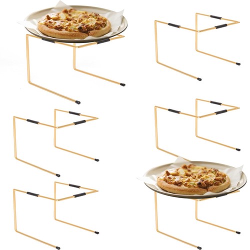 HPC DECOR 6Pcs Gold Metal Pizza Stands for Tables- Pizza Pan Riser Rack ...