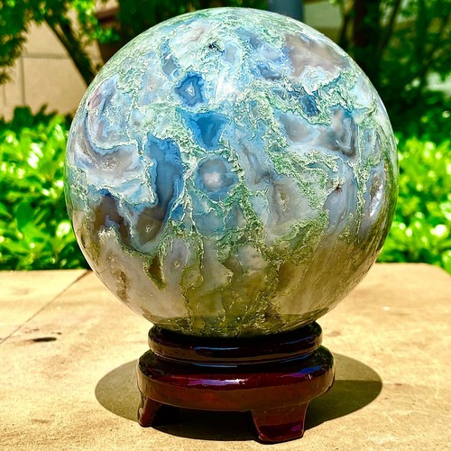 5.85LB Natural Water Grass Agate Ball Quartz Crystal Ball Healing | eBay
