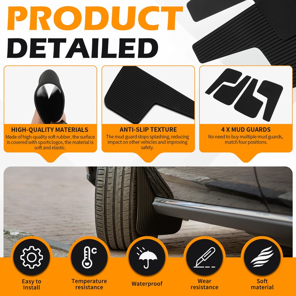 4PCS Rubber Splash Mud Flaps Guard Mudguard Fender Protector For Ram ...