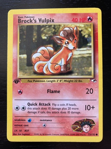 Pokémon Gym Hero's 1st Edition Brock's Vulpix 73/132 Excellent/ LP ...