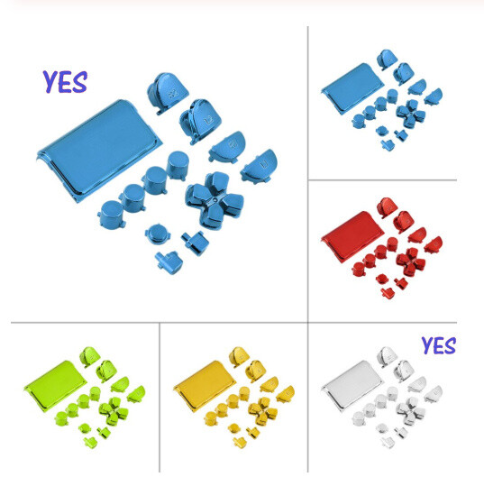 Sony PS4 Buttons Mod Kits Set Chrome Blue Controller Game-pad Joystick ...