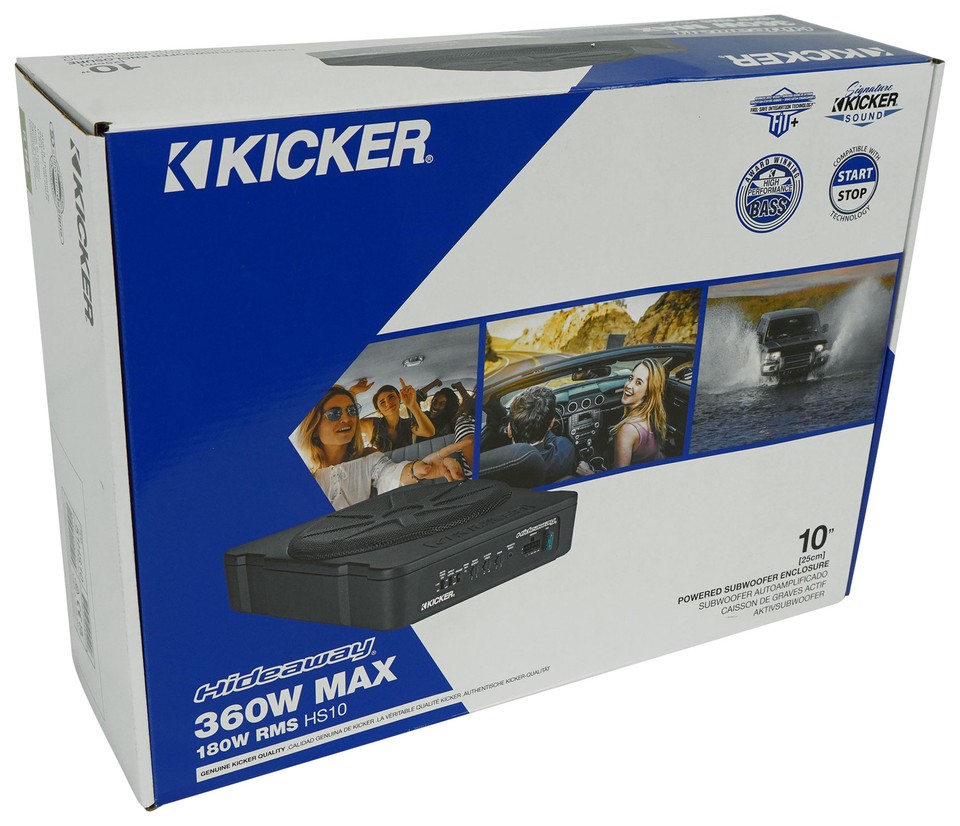Kicker 51HS10 10" Compact 180 Watt Powered Car Subwoofer Fits Jeep ...